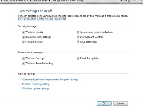 Using Action Center in Windows 7