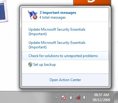 Using Action Center in Windows 7