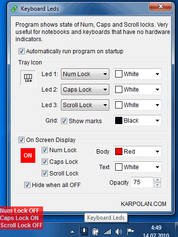 On Screen Caps Lock and More Notifications with Keyboard Leds